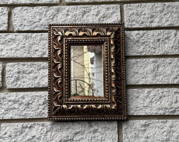 Vintage Solid Oak Frame Beveled Mirror With Carved Details/large Oval ...
