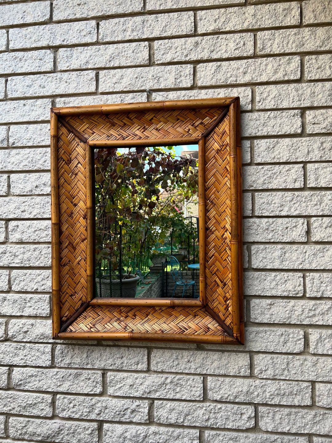 Vintage Large Bamboo and Rattan Frame Mirror/large Real Bamboo - Etsy