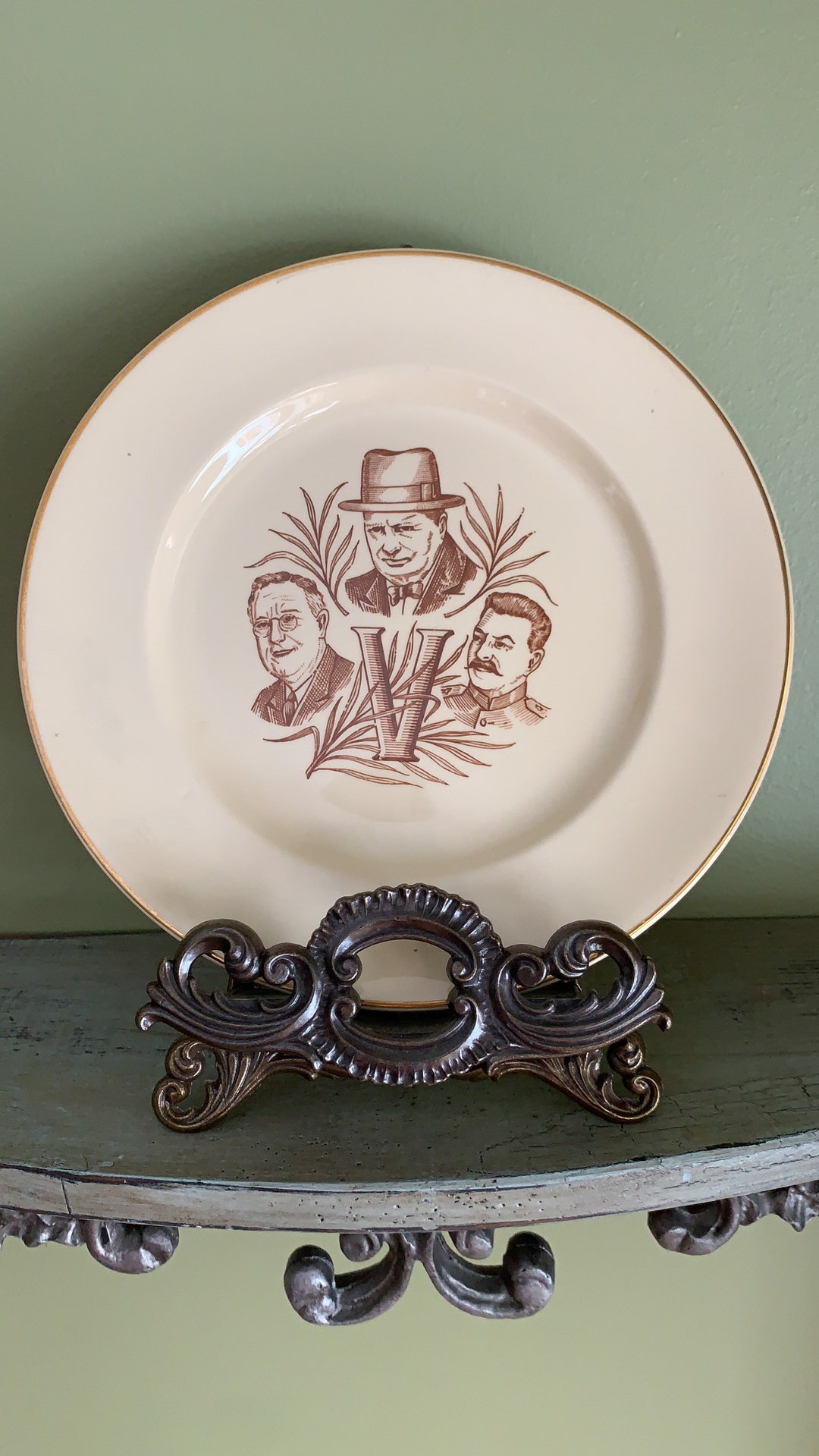 Very Rare Collectable Plate Roosevelt Churchill Stalin WWII Victory ...