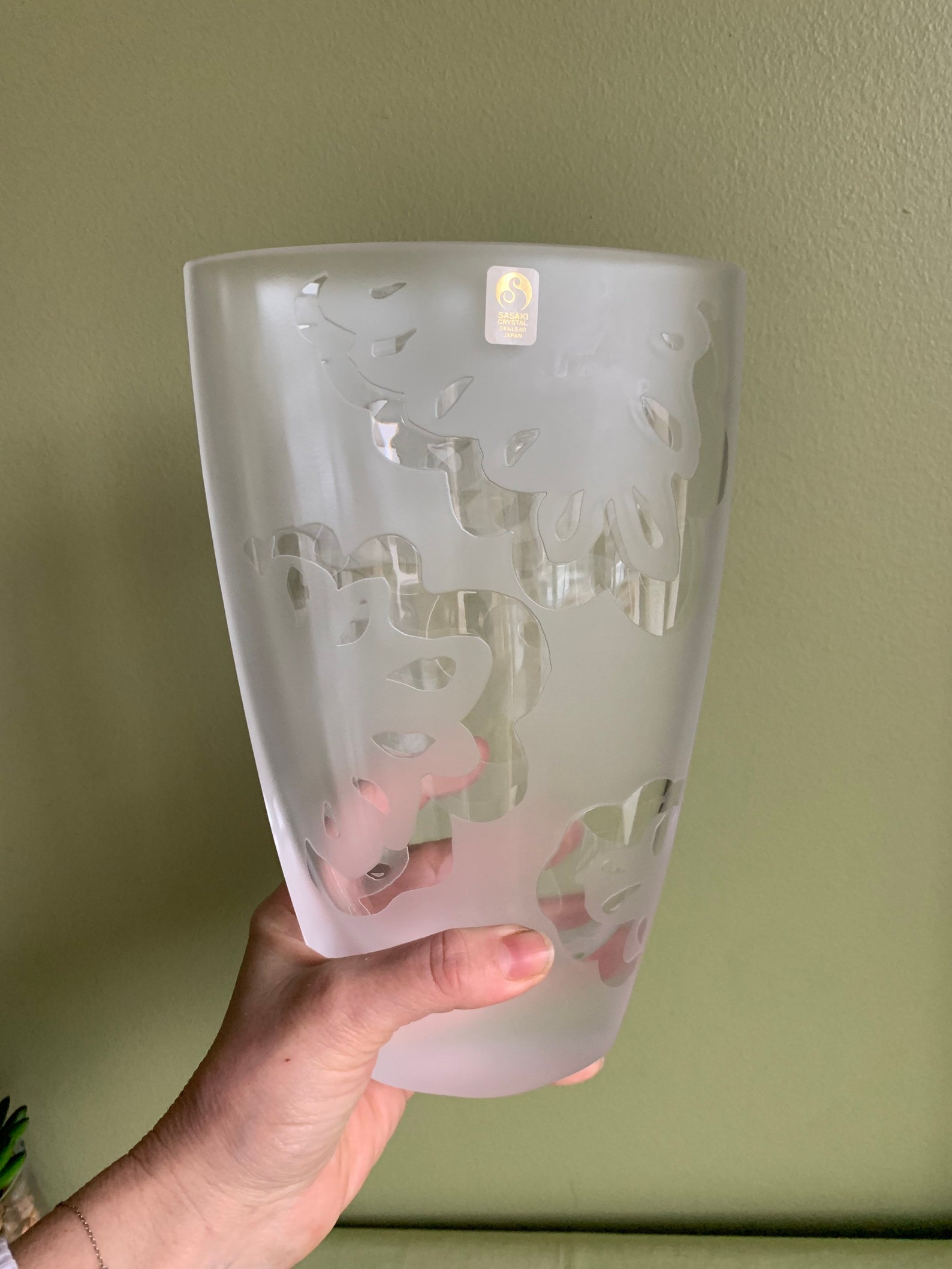 Rare Vintage Sasaki Crystal Vase/ Abstract Floral Pattern - Etsy