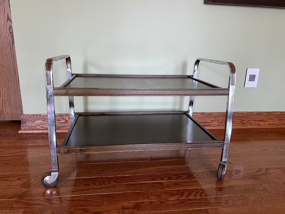 MCM Bar Cart/ Vintage Trolley Bar Cart/old School Rolling Cart/modern ...
