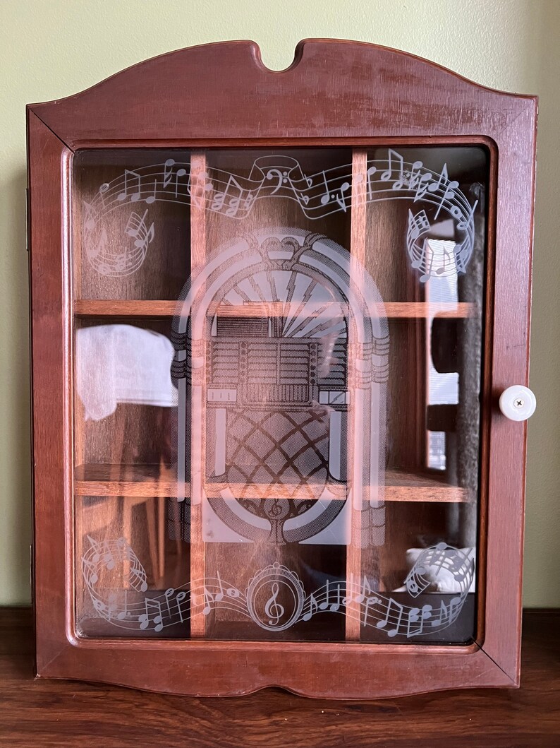 Vintage Wooden Display Shadow Box With Frosted Musical Decor - Etsy
