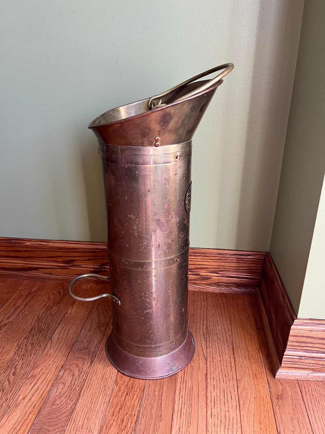 Vintage European Brass and Copper 5-KAN Coal Scuttle/vintage Brass and ...