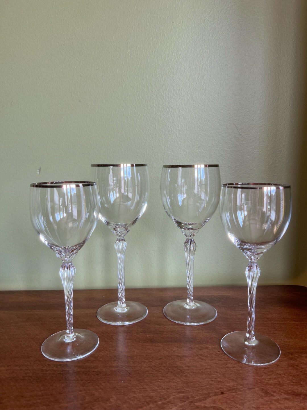 Vintage Lenox Madison 2 Water Goblets & 2 Wine Glasses/platinum Rim and ...