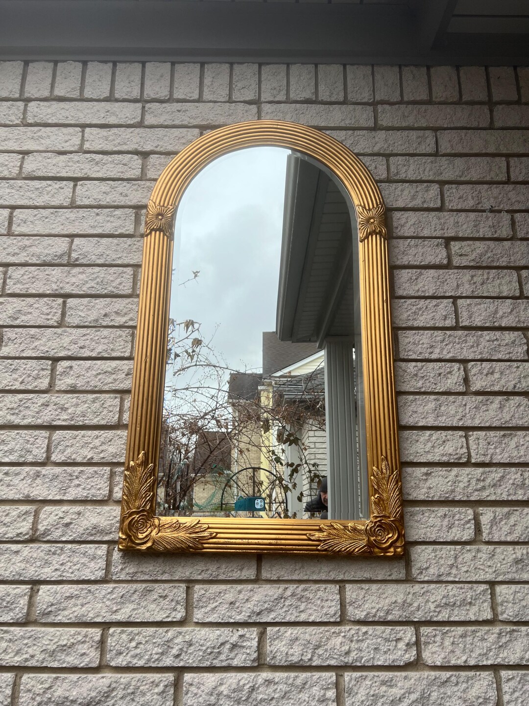 Vintage Hollywood Regency Arch Top Gold Carved Wood Frame Beveled ...