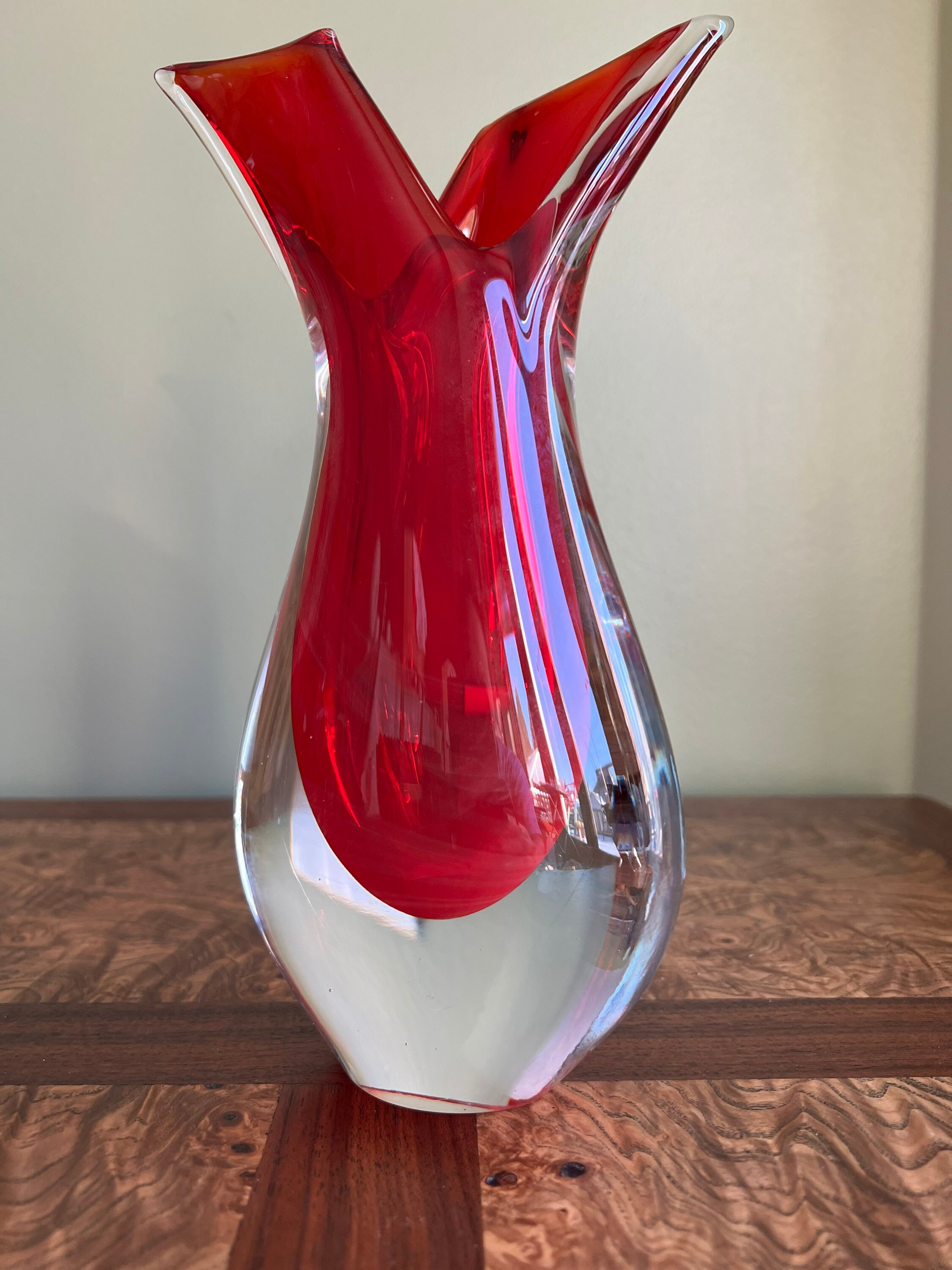 Vintage Murano Italy Glass Vase/murano Oball Sommerso Fishtail Vase ...