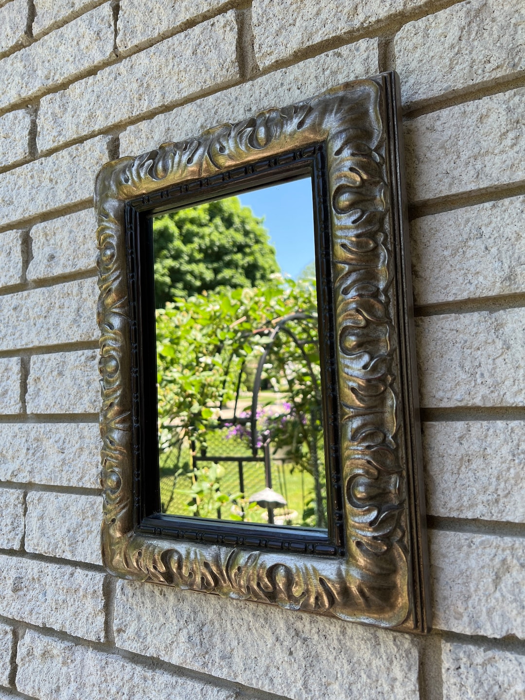 Vintage 1998 Bombay Company Silver With Brown Accent Frame Mirror ...