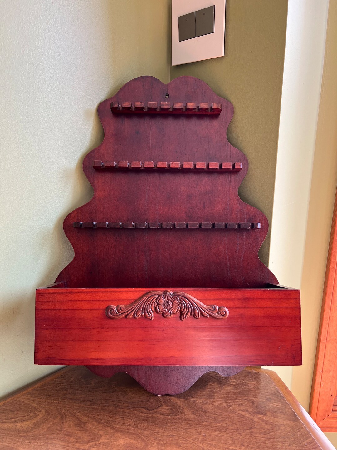 Vintage Wooden Collectable Spoons Display 33 Slots and Shelf/wooden ...