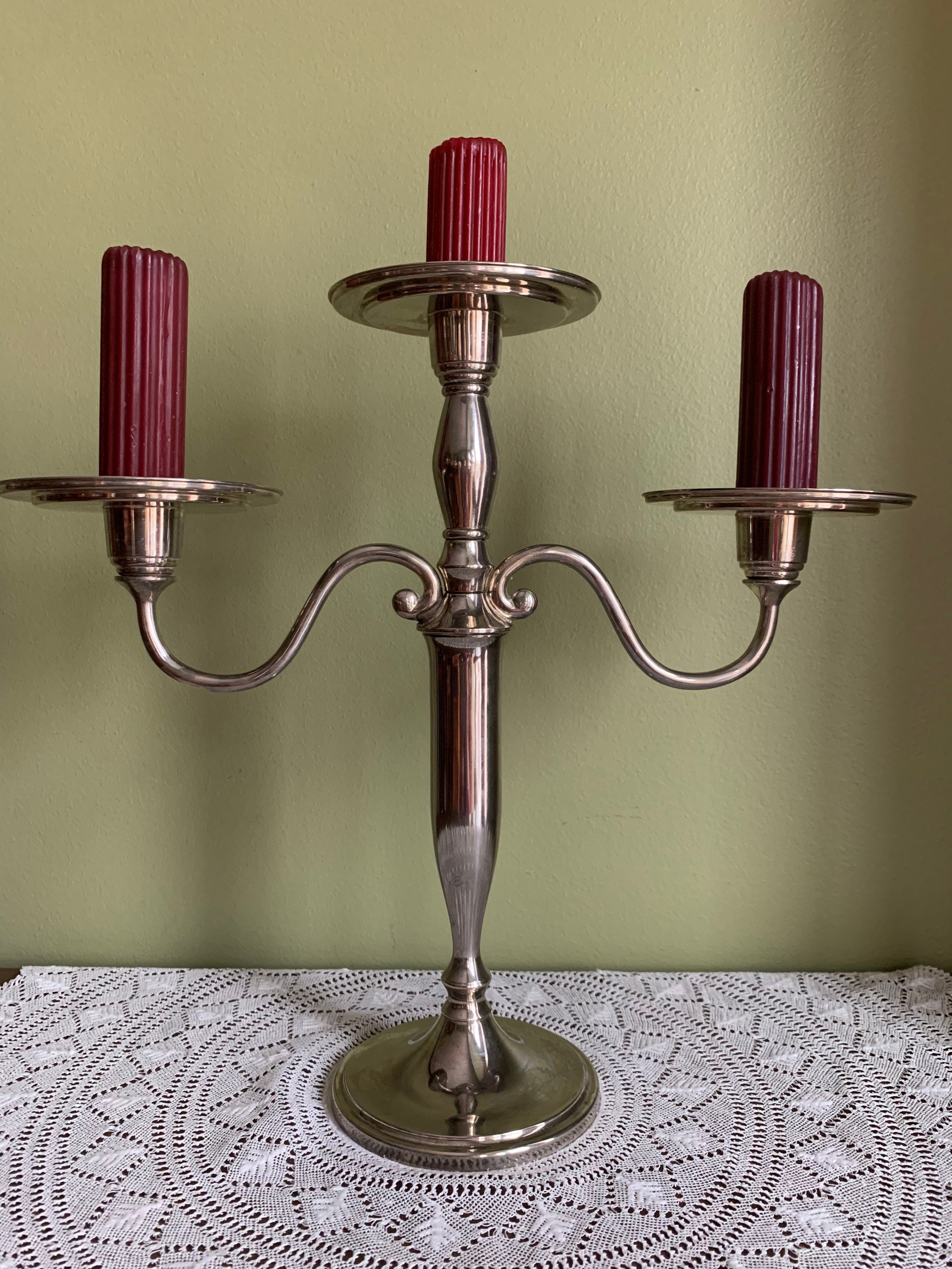 Godinger Silver Plated Candelabra/ Two Arms 3 Candles Large | Etsy