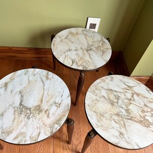 Set of 3 MCM Stackable Round Tables/atomic Era Small Round Table/mid ...
