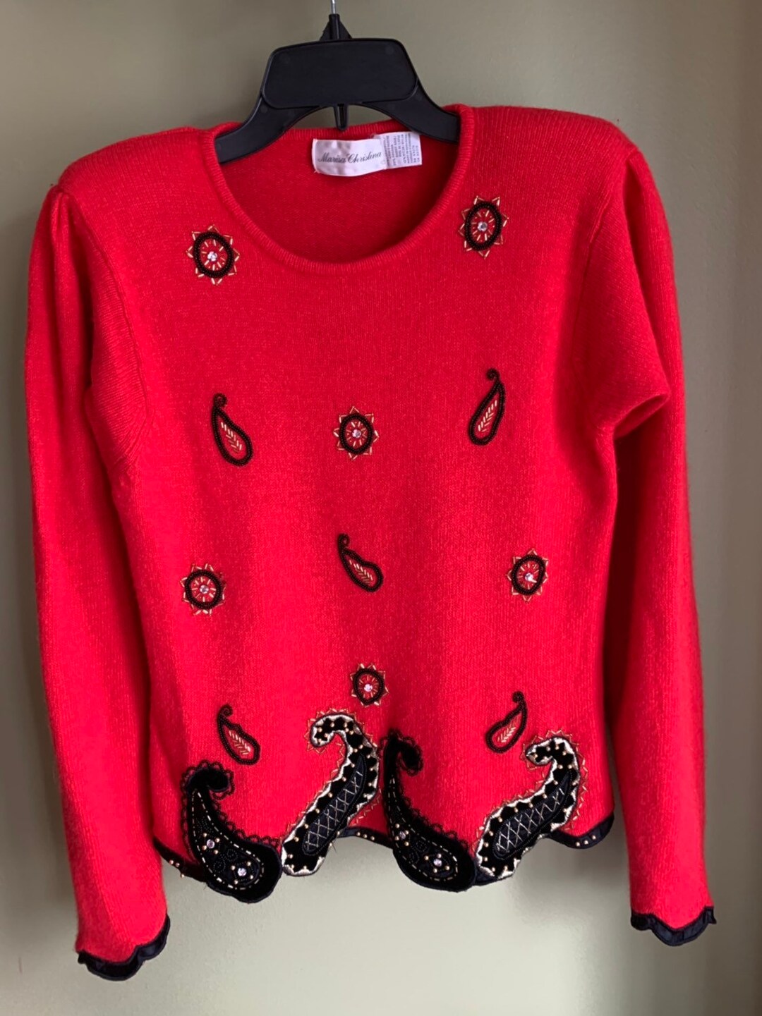 Vintage Marisa Christina Christmas Sweater Sz M / Red Christmas Sweater ...