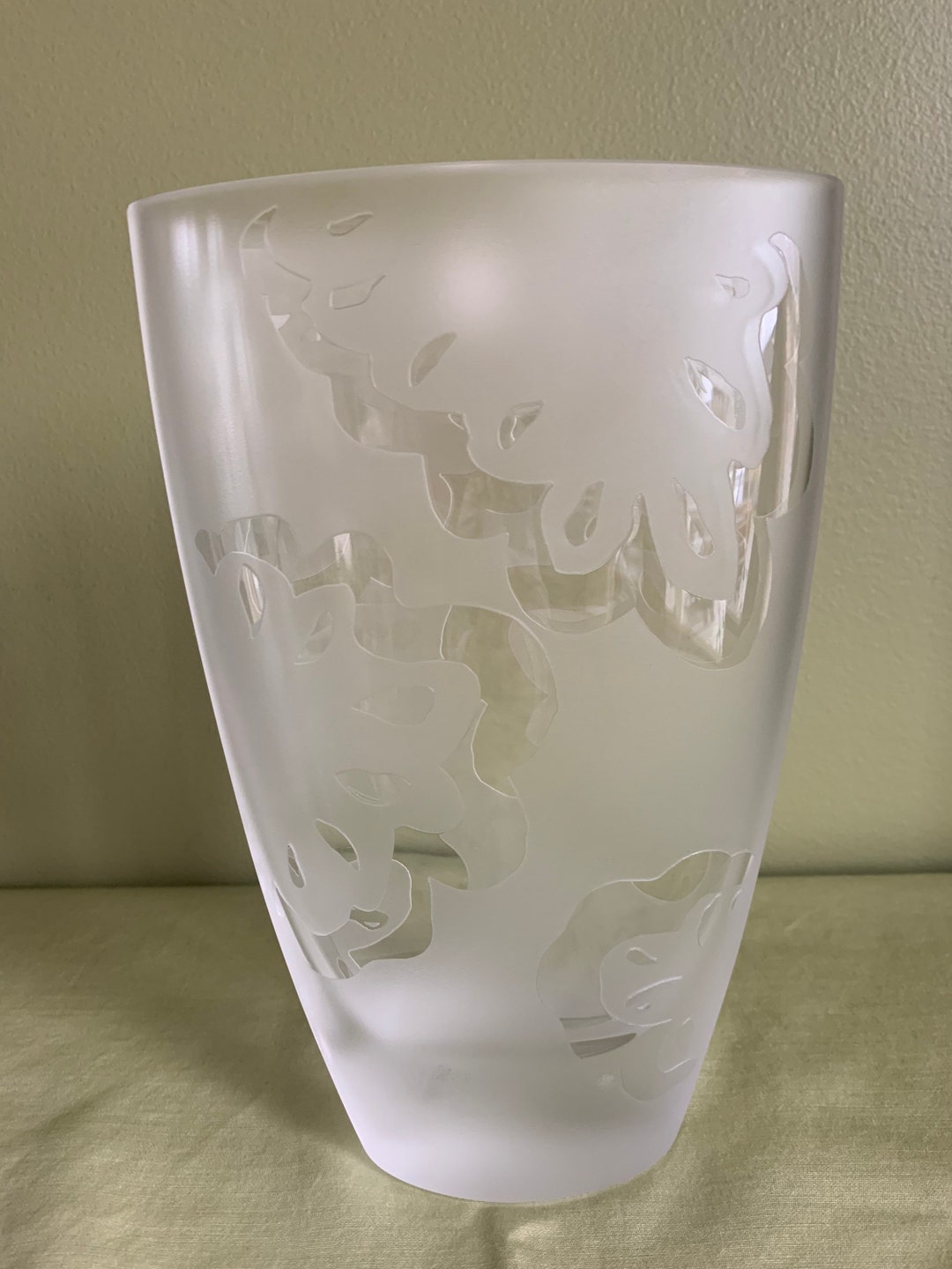 Rare Vintage Sasaki Crystal Vase/ Abstract Floral Pattern Crystal Vase ...
