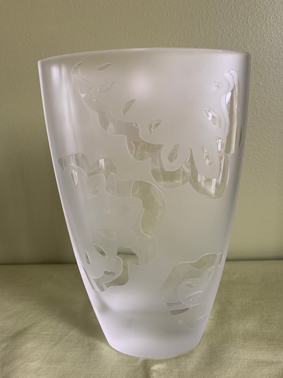 Rare Vintage Sasaki Crystal Vase/ Abstract Floral Pattern - Etsy
