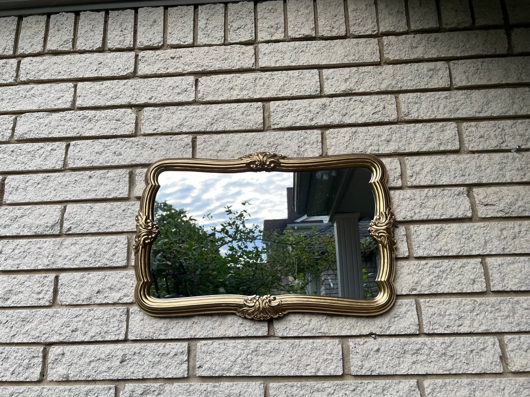 Vintage Gold Frame Wall Mirror//medium Size Gold Ornate Frame Mirror ...