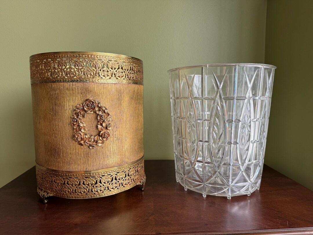 Vintage Stylebuilt Hollywood Regency Gold Metal With Plastic Liner ...