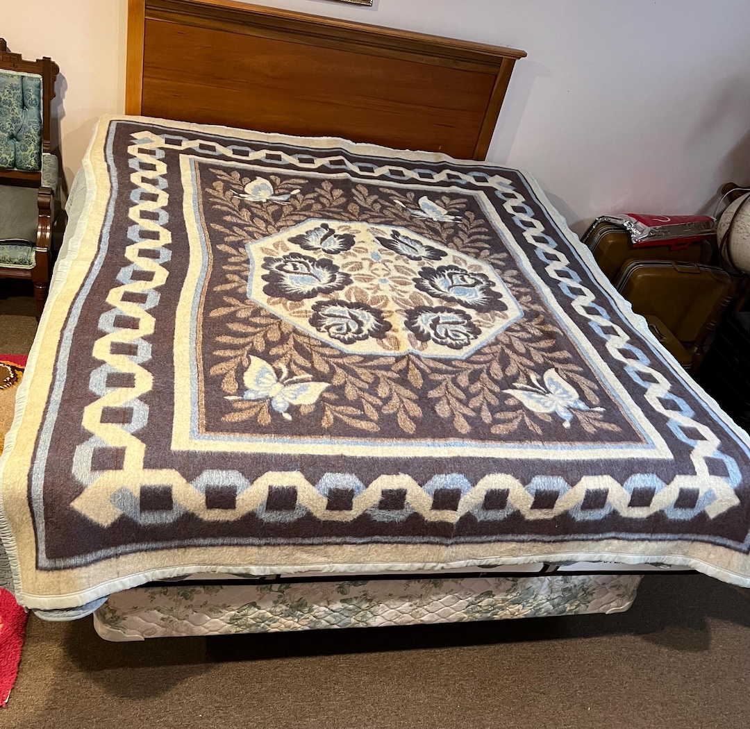 Vintage Weighted Camel Wool Blanket/pure Wool Double Sided Blanket ...