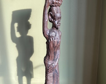 5 Vintage African Hand Carved Wooden Females Tribal Figurines - Etsy