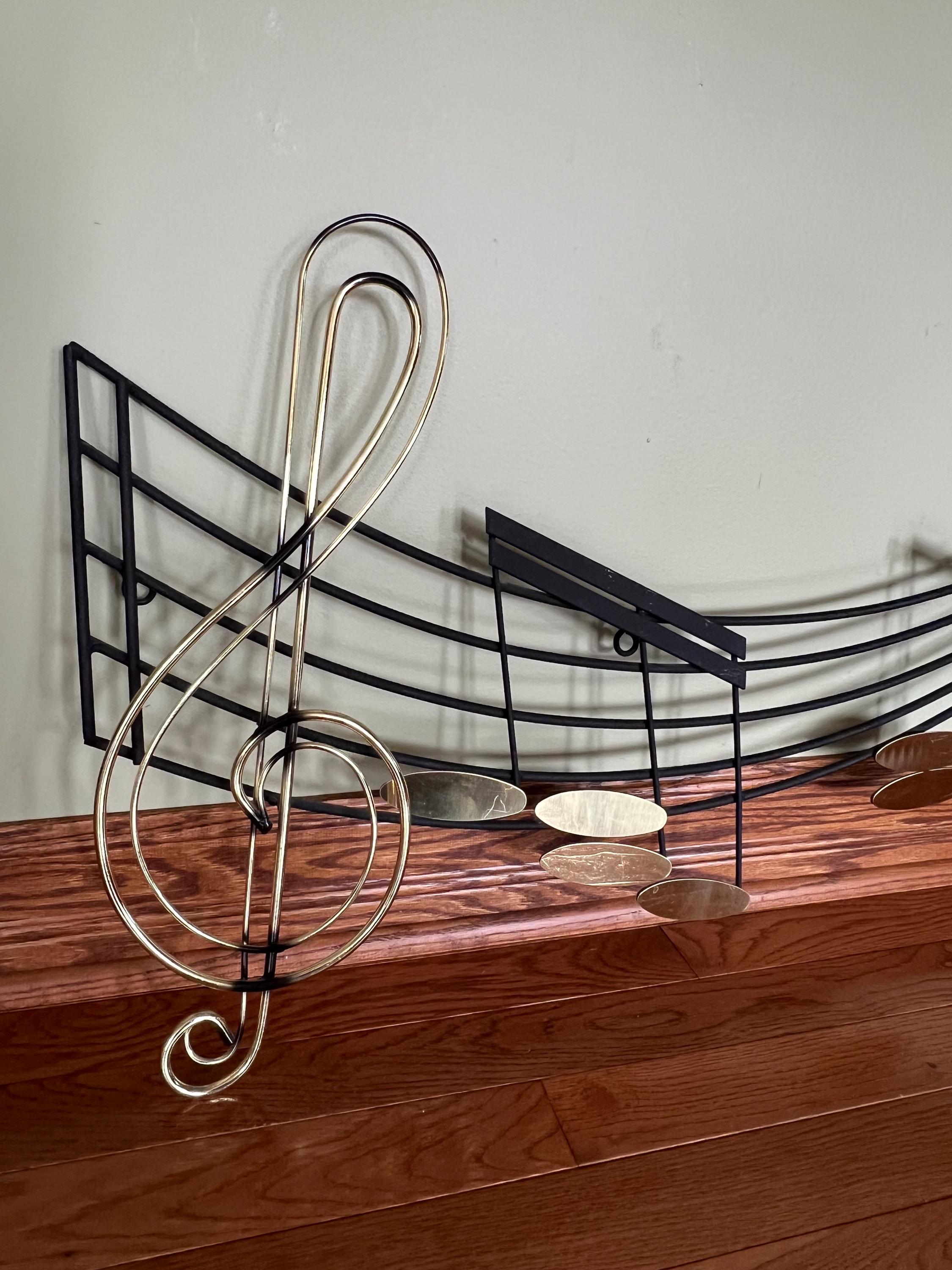 Vintage Signed 1999 Curtis Jere Music Notes Metal Wall Sculpture ...