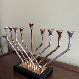 Modernist KARSHI Jerusalem 24K Gold Plate Judaic Menorah/contemporary ...