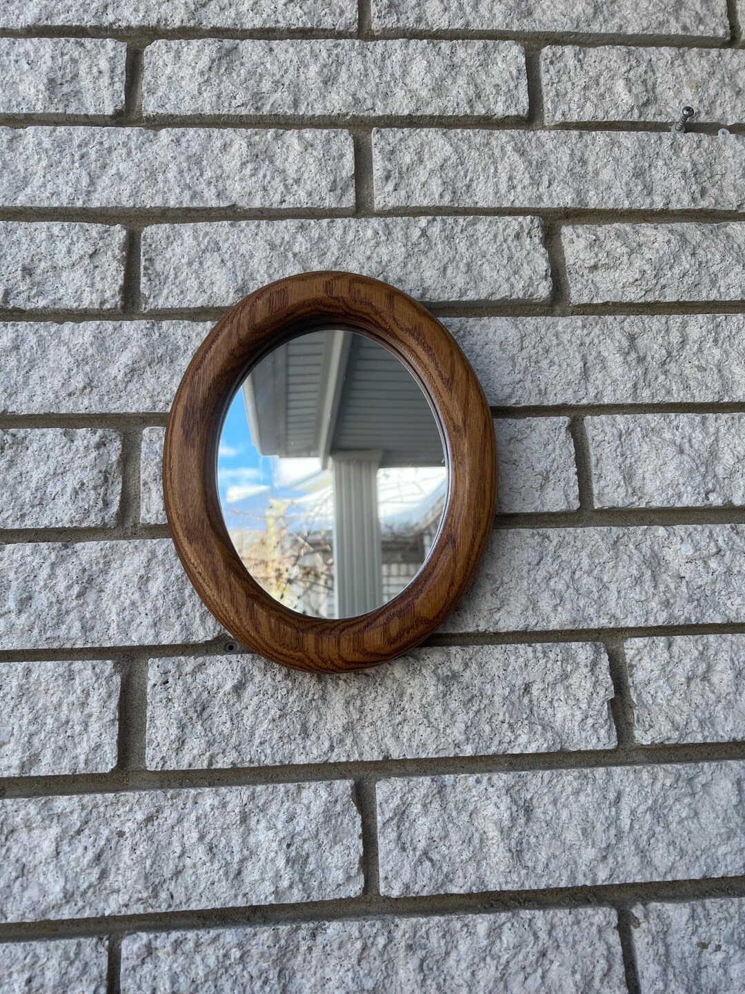 Vintage Solid Oak Wood Frame Oval Mirror/small Oval Mirror/ Mirror for ...