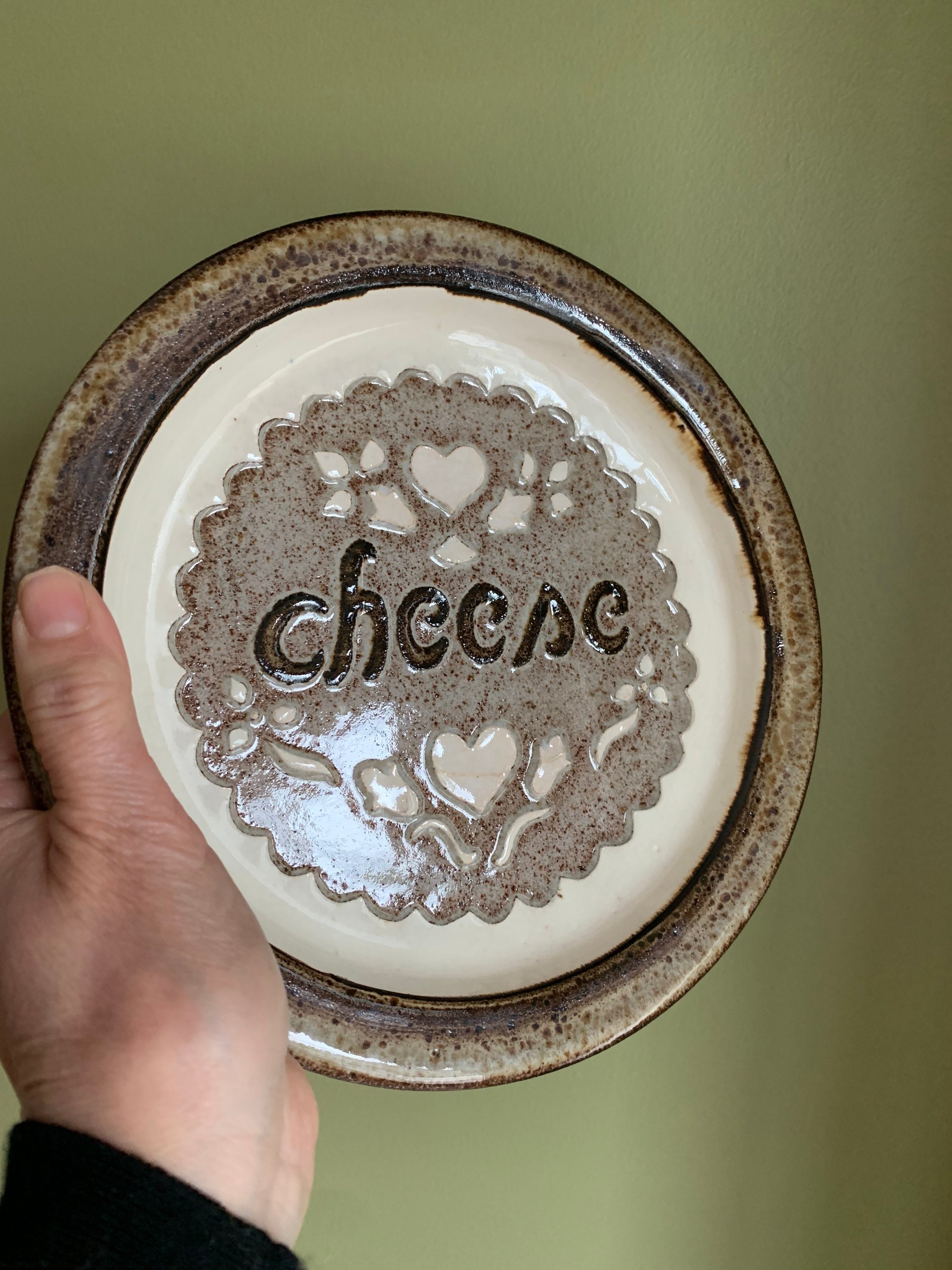 Vintage From 1979 Pottery Cheese Plate/stoneware Cheese Plated - Etsy