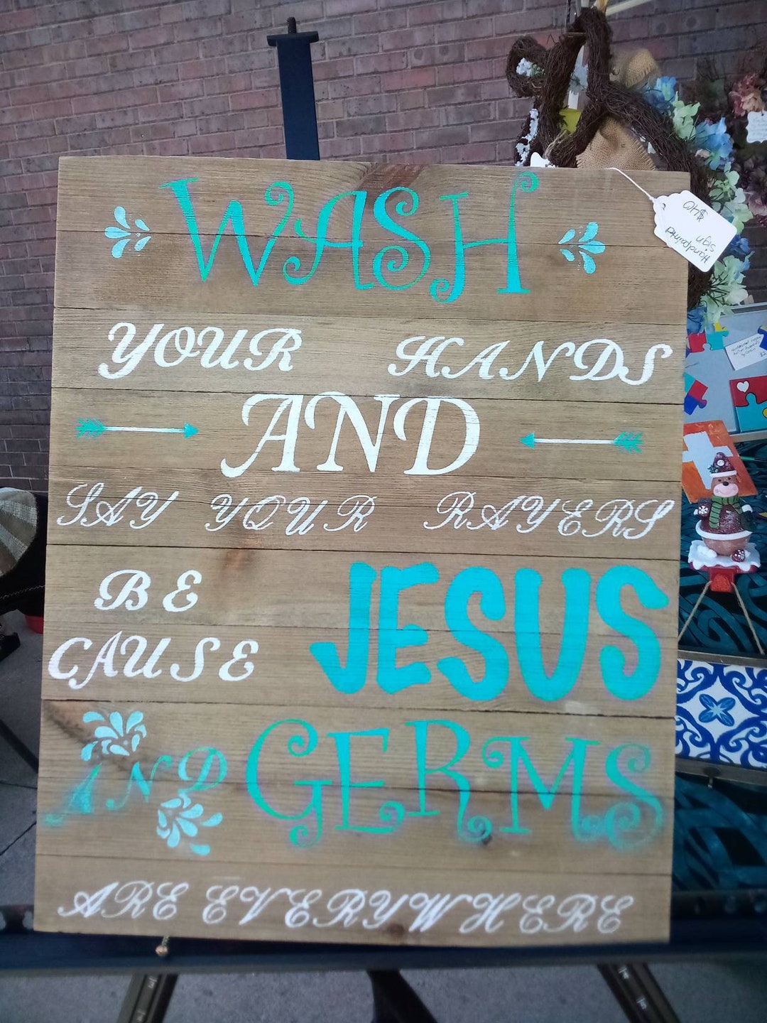 Large Handpainted Stensiled Wood Sign *wash Your Hands and Say Your ...