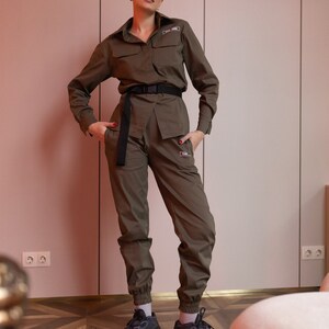 Flight Suit, Japanese Clothing, Boiler Suit, Futuristic Jumpsuit, Khaki ...