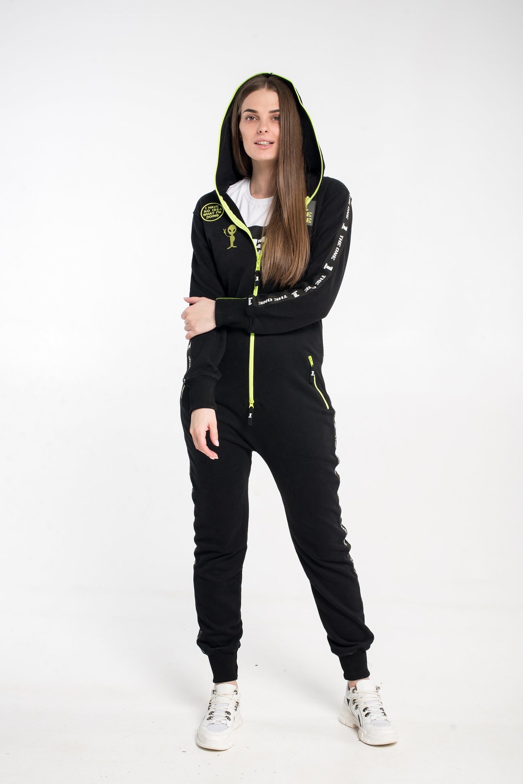 Black Women Overall, Jumpsuit Women, Long Sleeve Onesie for Women ...