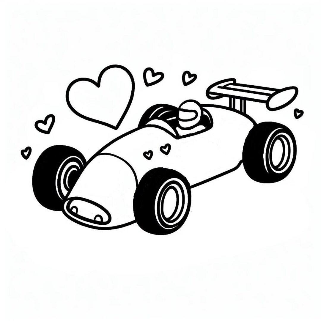 Race Car With Heart SVG Race Car Outline Cricut Silhouette Cut File ...