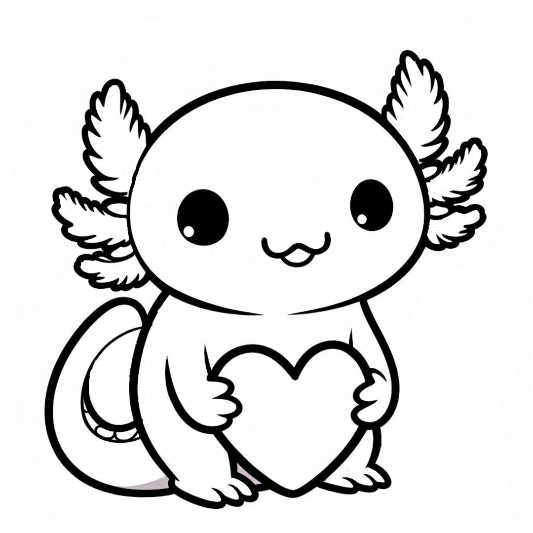Axolotl With Heart SVG Baby Axolotl Outline Layered Svg Valentine ...