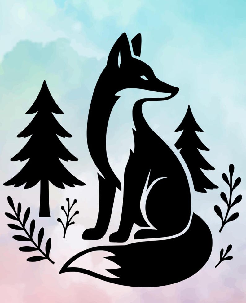 Fox and Forest Vector Image SVG File: Cricut, Silhouette Cut File - Etsy