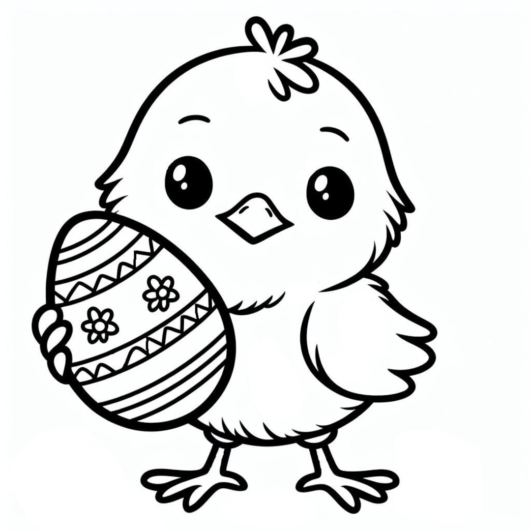 Easter Chick With Egg SVG Baby Chicken Outline Cricut Silhouette Cut ...