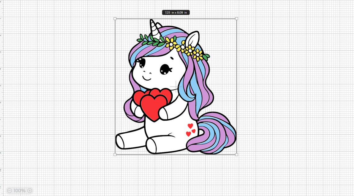 Cute Unicorn With Heart Love Valentine SVG Baby Unicorn Outline Cricut ...