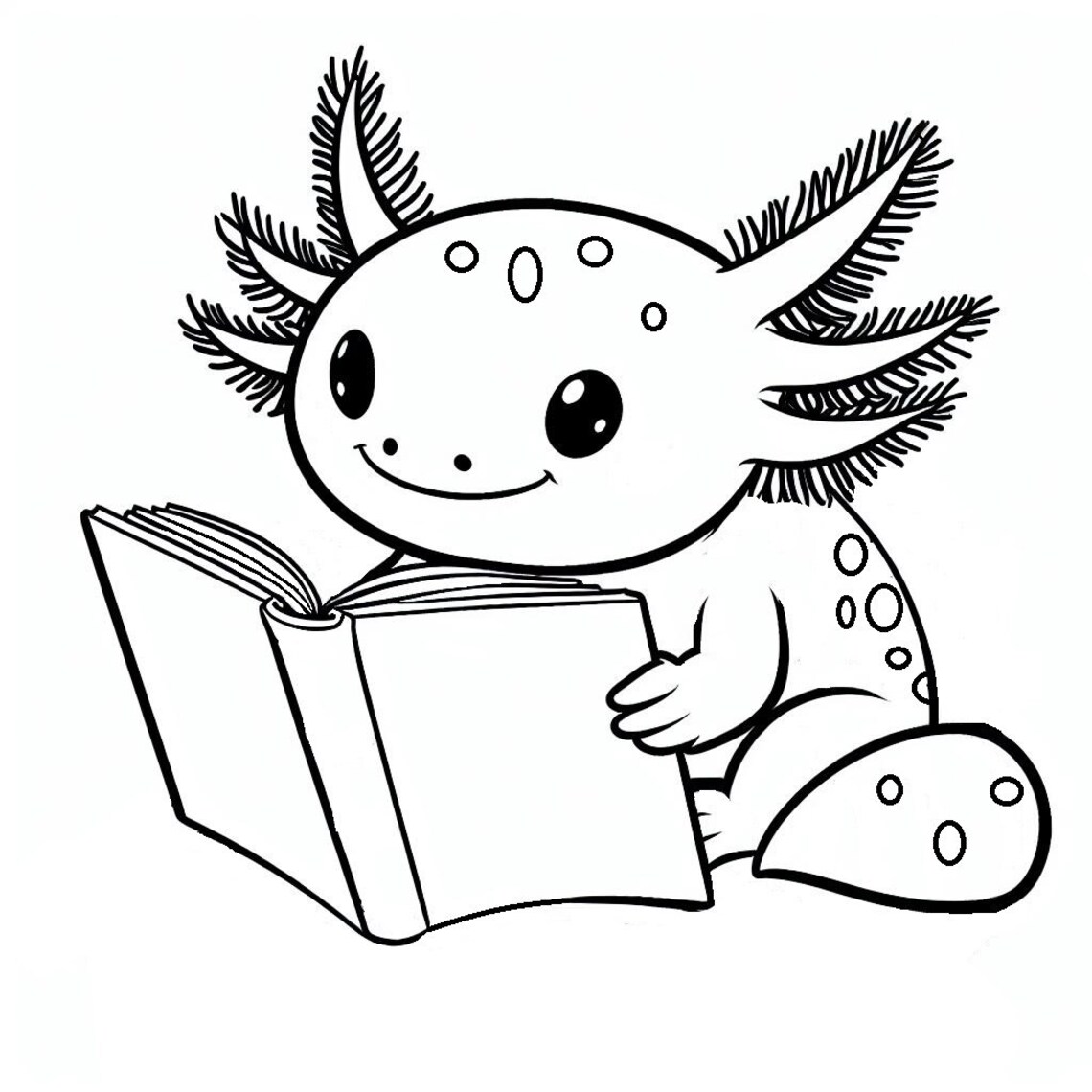 Axolotl With Book SVG: "i Read Alotl" Outline Cut File - Etsy