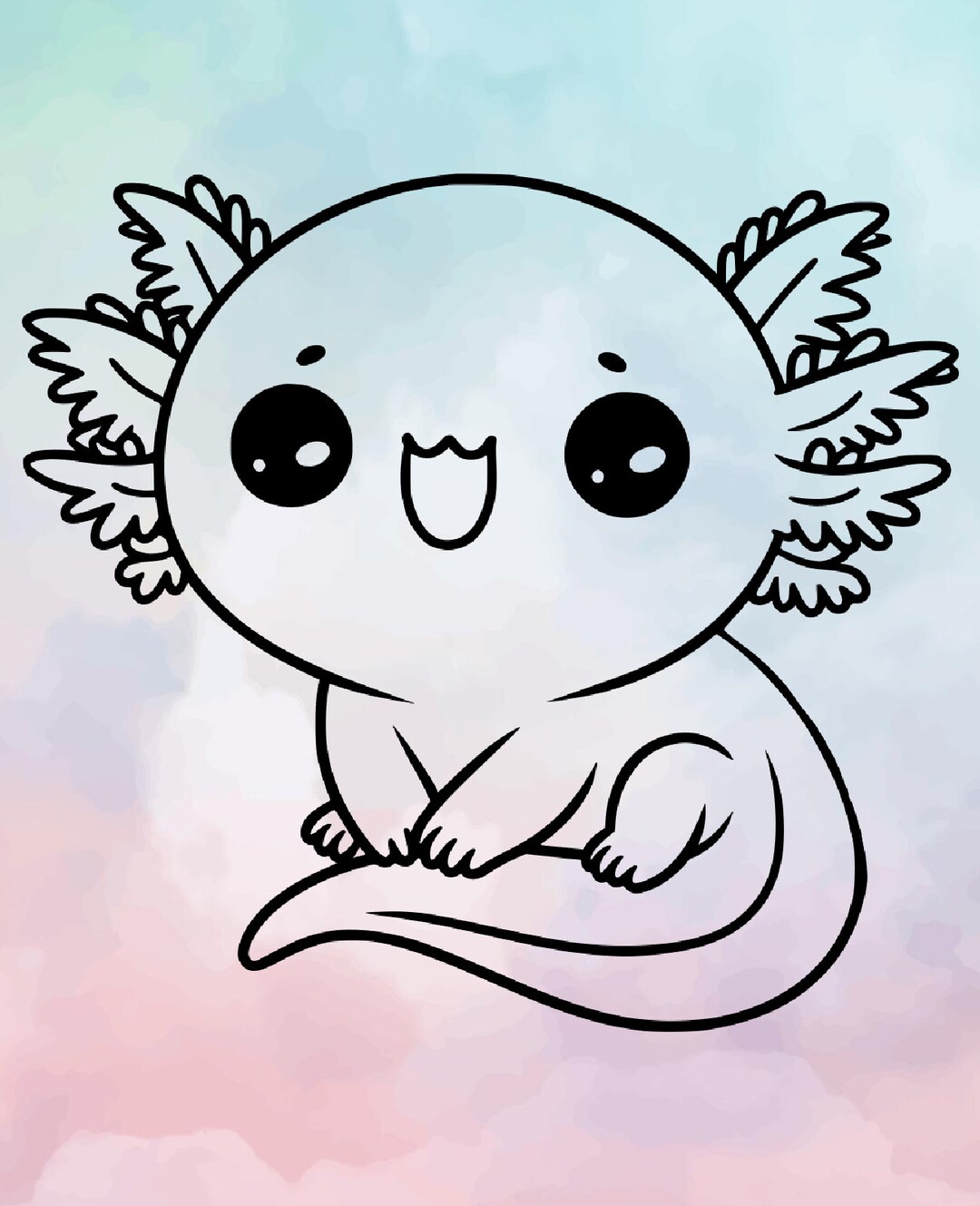 Cute Axolotl SVG Baby Axolotl Outline Valentine Cricut Silhouette Cut ...