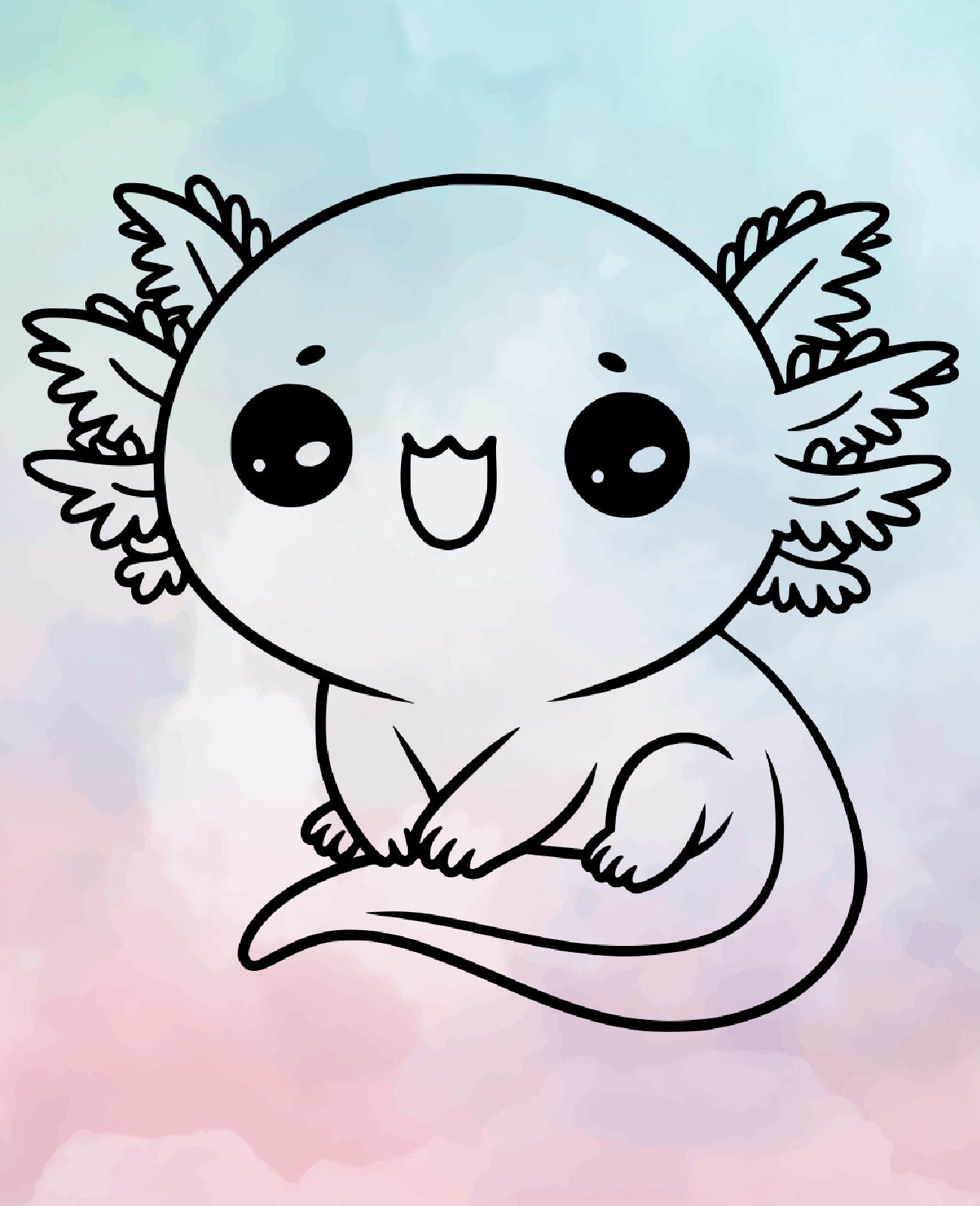Cute Axolotl SVG Baby Axolotl Outline Valentine Cricut Silhouette Cut ...