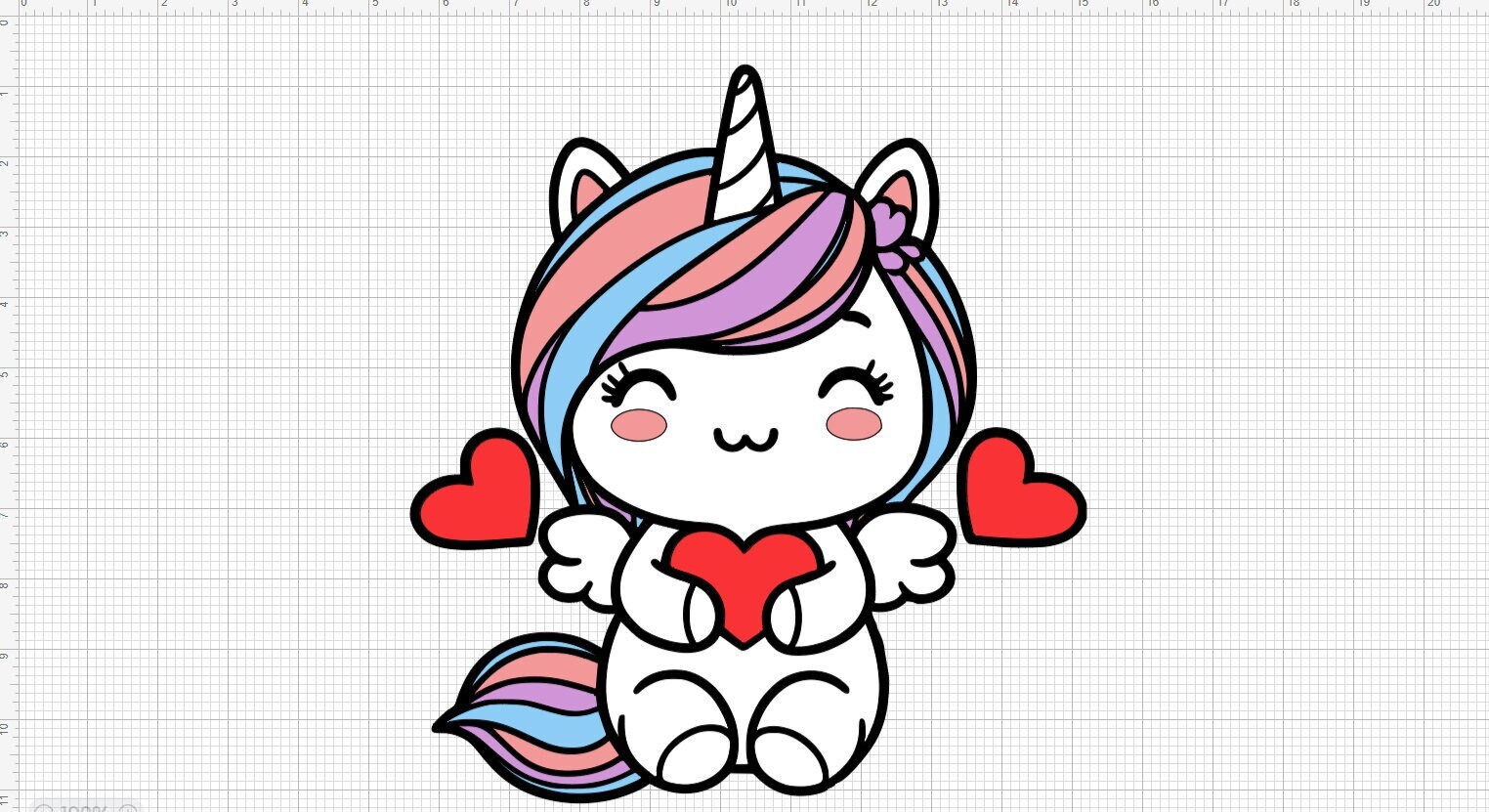 Cute Unicorn With Heart Love Valentine Layered SVG Baby Unicorn Outline ...