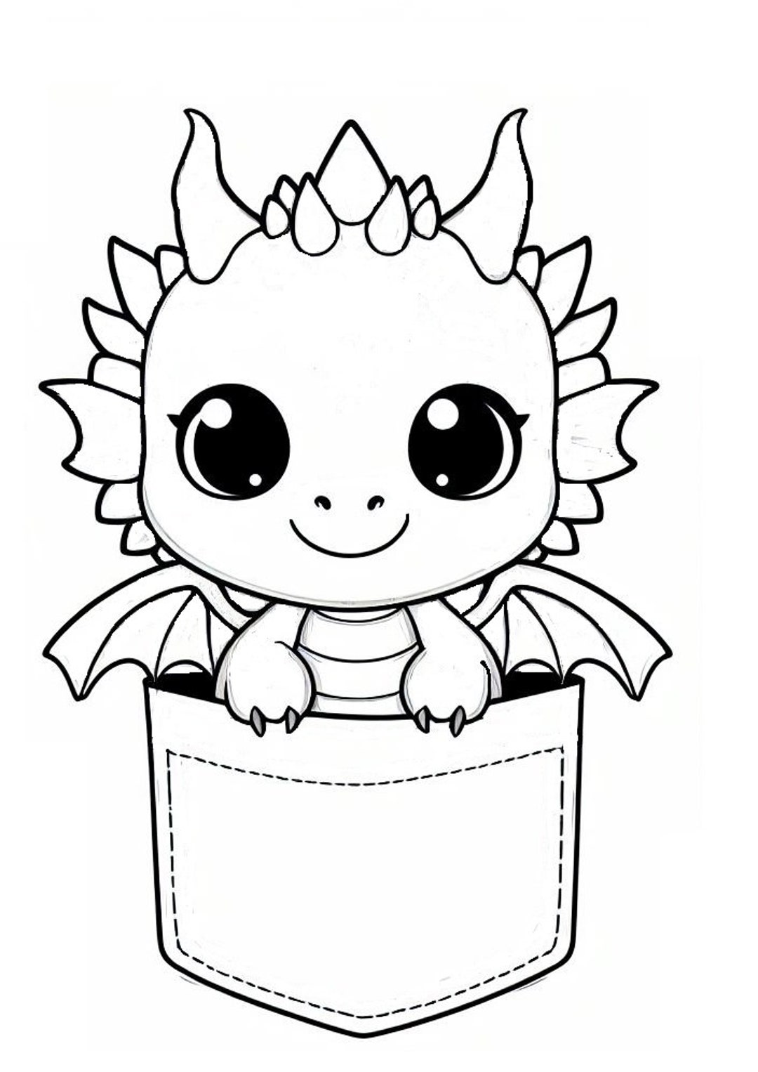 Pocket Dragon Outline SVG Sweet Baby Dragon in Pocket Outline Cricut ...