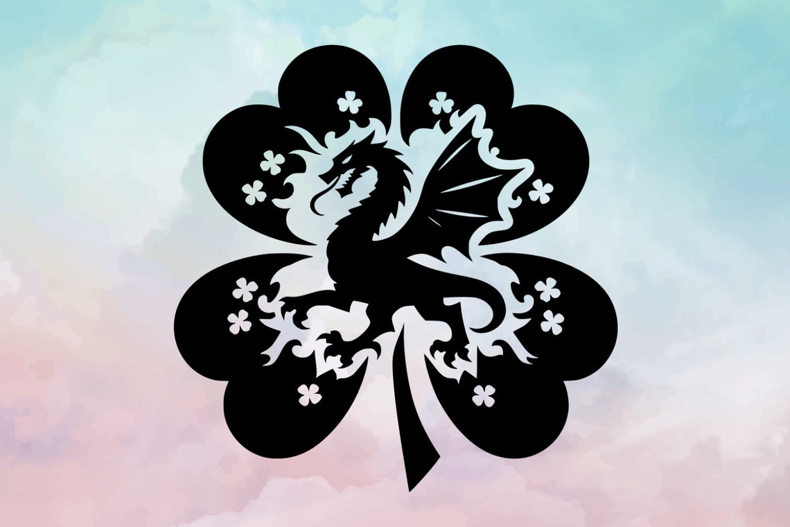St. Patricks Day Dragon SVG, Shamrock Clover Dragon PNG, Good Luck ...
