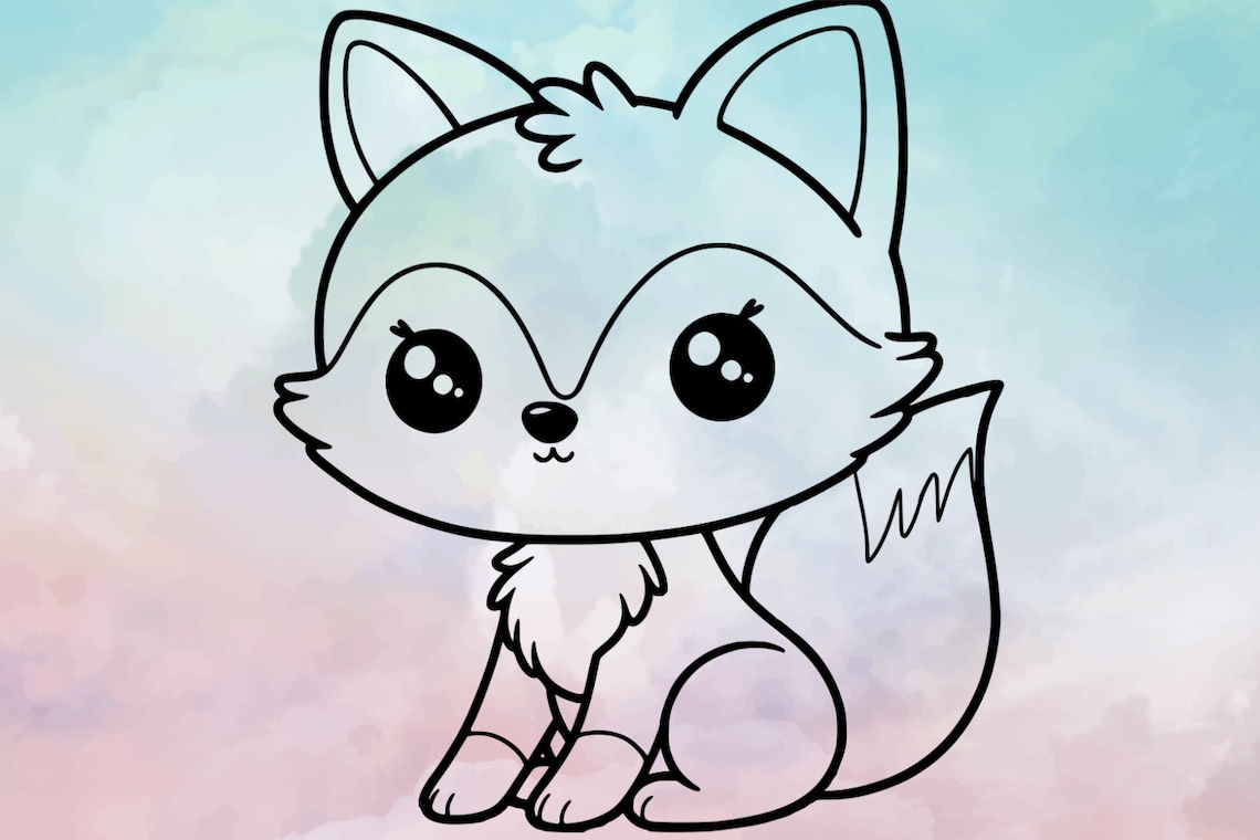 Cute Little Fox Kit SVG Baby Fox Outline Cricut Silhouette Cut File ...