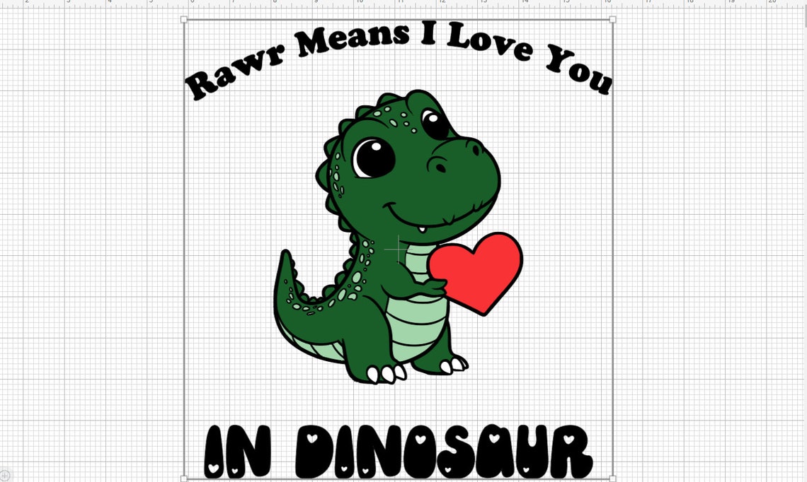 T-rex Holding Heart Valentine SVG Baby Dinosaur Outline Cricut ...