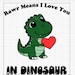 T-rex Holding Heart Valentine SVG Baby Dinosaur Outline Cricut ...