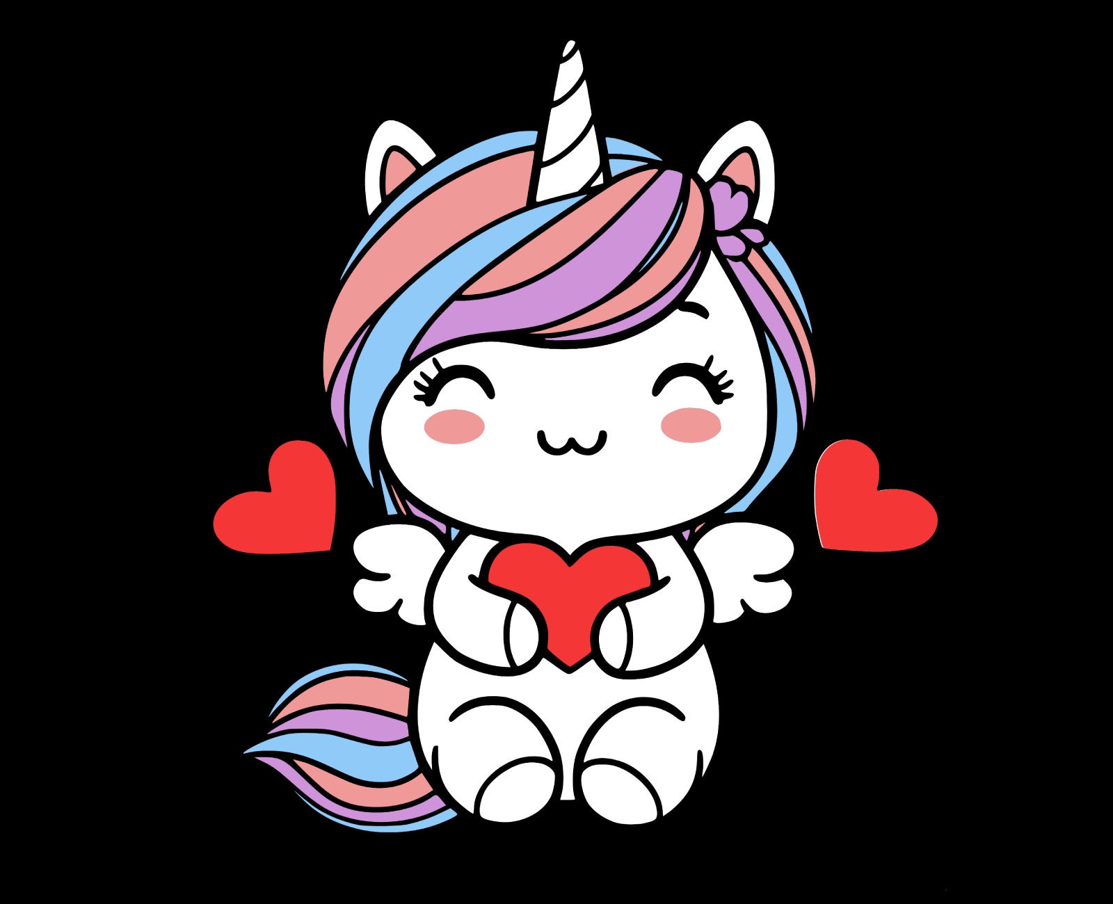 Cute Unicorn With Heart Love Valentine Layered SVG Baby Unicorn Outline ...