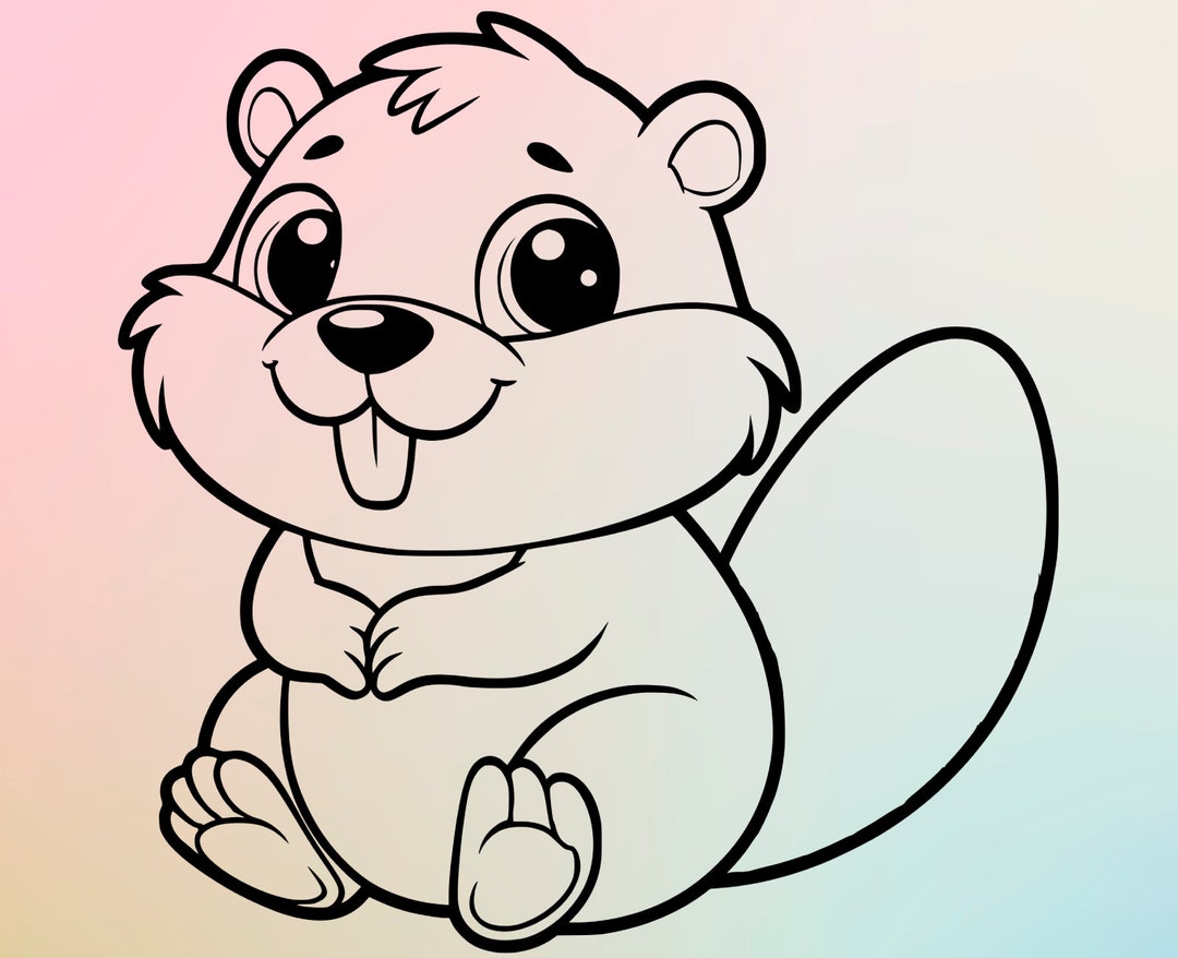 Beaver With SVG Baby Beaver Outline Cricut Silhouette Cut File Baby ...