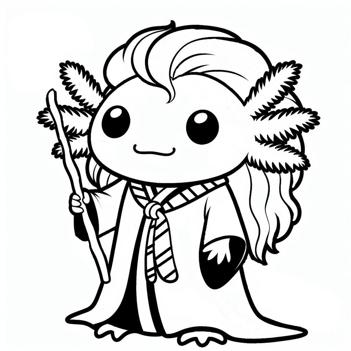 Harry Potl and Friends Cute Axolotl Magic Wizard Svg, Outline Svg Files ...