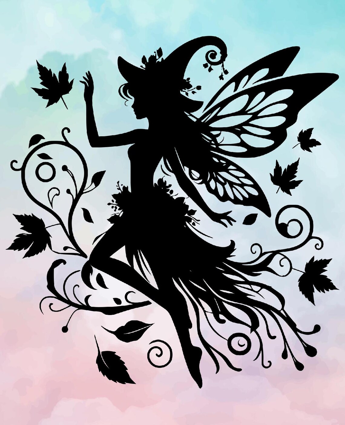 Fairy Vector Image SVG, Fall Autumn Fairy, Cricut Silhouette Cut File ...