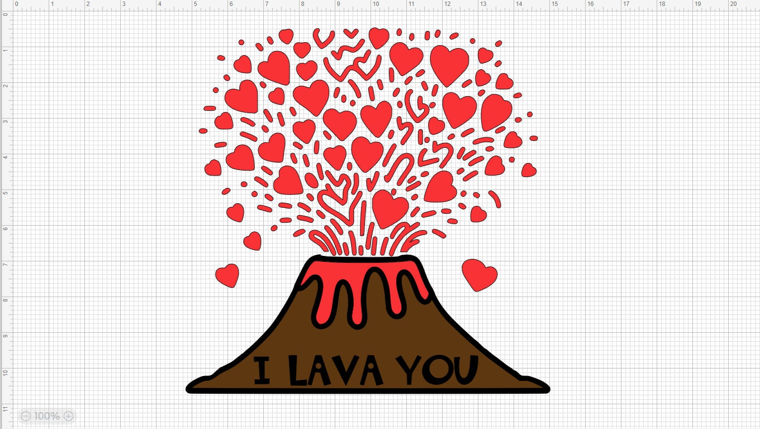 Volcano With Heart SVG Valentine Volcano Outline Cricut Silhouette Cut ...