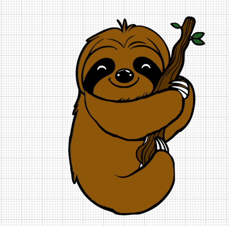 Sloth Outline SVG Sweet Hanging Sloth Outline Cricut Silhouette Cut ...