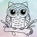 Owl With SVG Baby Owl Outline Cricut Silhouette Cut File Baby Owl Cute ...