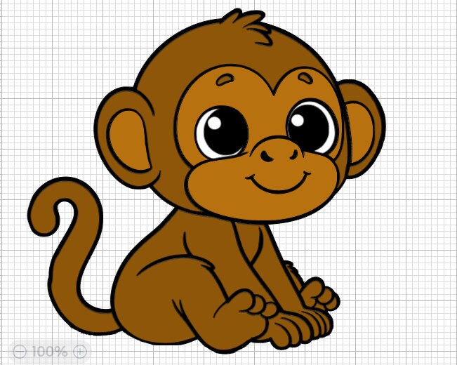 Cute Monkey Outline SVG, Jungle Animal, Baby Shower, Cricut, Cut File ...